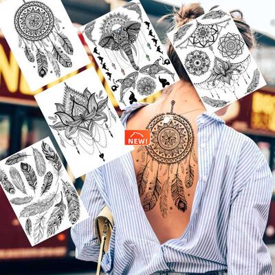 Black Dreamcatcher Temporary Tattoos Sticker For Women