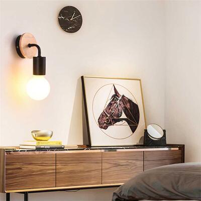 Wood Wrought Iron Wall Lamp Modern Minimalist Wall Lights Fi