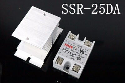 1 set SSR-25 DA + Radiator  Solid State Relais SSR 25A 3-32