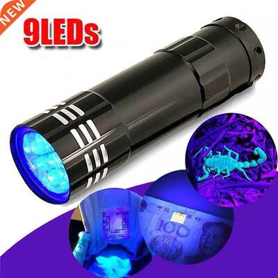 Mini UV ULTRA VIOLET 9 LED Flashlight Torch 4.5v Light Water