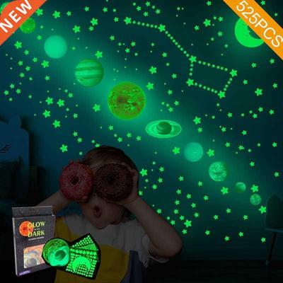 Zollor 525PCS Box-packed Luminous Nine Planets Wall Sticker