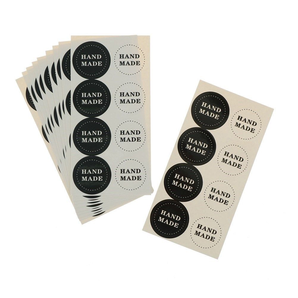 10sheet(80pcs)Thank You Circle Point Stickers black Handmade_虎窝淘
