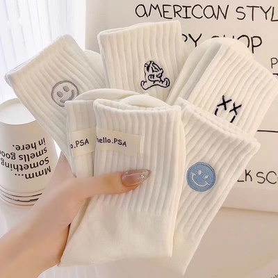 10双袜子中筒袜白色袜