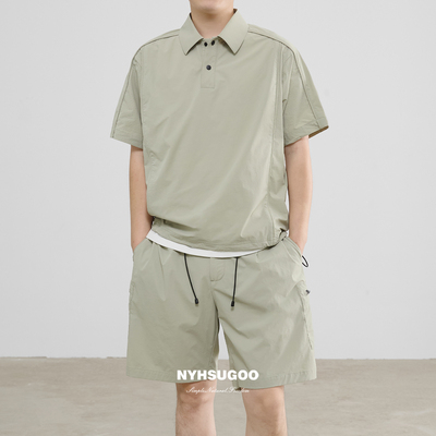 NYHSUGOO/南乙夏季25年Polo短袖上衣休闲短裤宽松3715松弛感套装