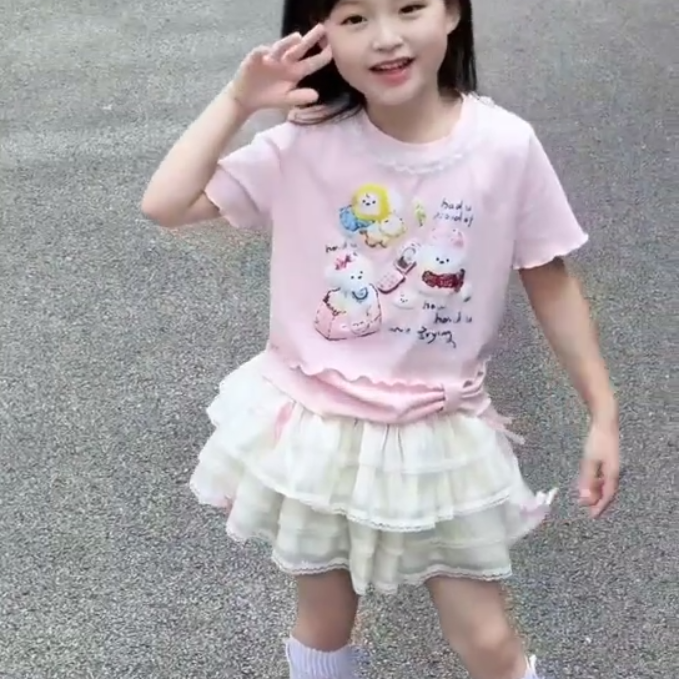女童短袖T恤童装2026夏季新款洋气儿童中小童印花t恤可爱上衣韩版