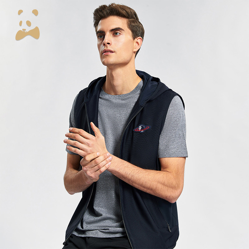 CANUDILO/卡奴迪路熊猫时尚马夹背心男连帽外套马甲_虎窝淘