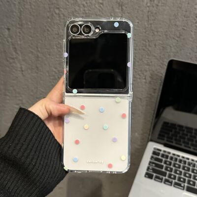 适用三星GalaxyZFLIP6直边折叠手机壳新款防摔ZFLIP5折叠屏保护套ZFLIP3超薄全包w24flip彩色波点