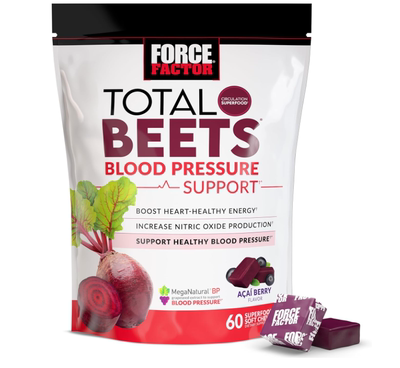 美国 Force Factor Total Beets血压支持补充剂含甜菜粉咀嚼60粒