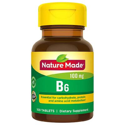Nature Made美国维生素B6 吡哆素防头发脱vb6溢脂性皮肤100粒正品