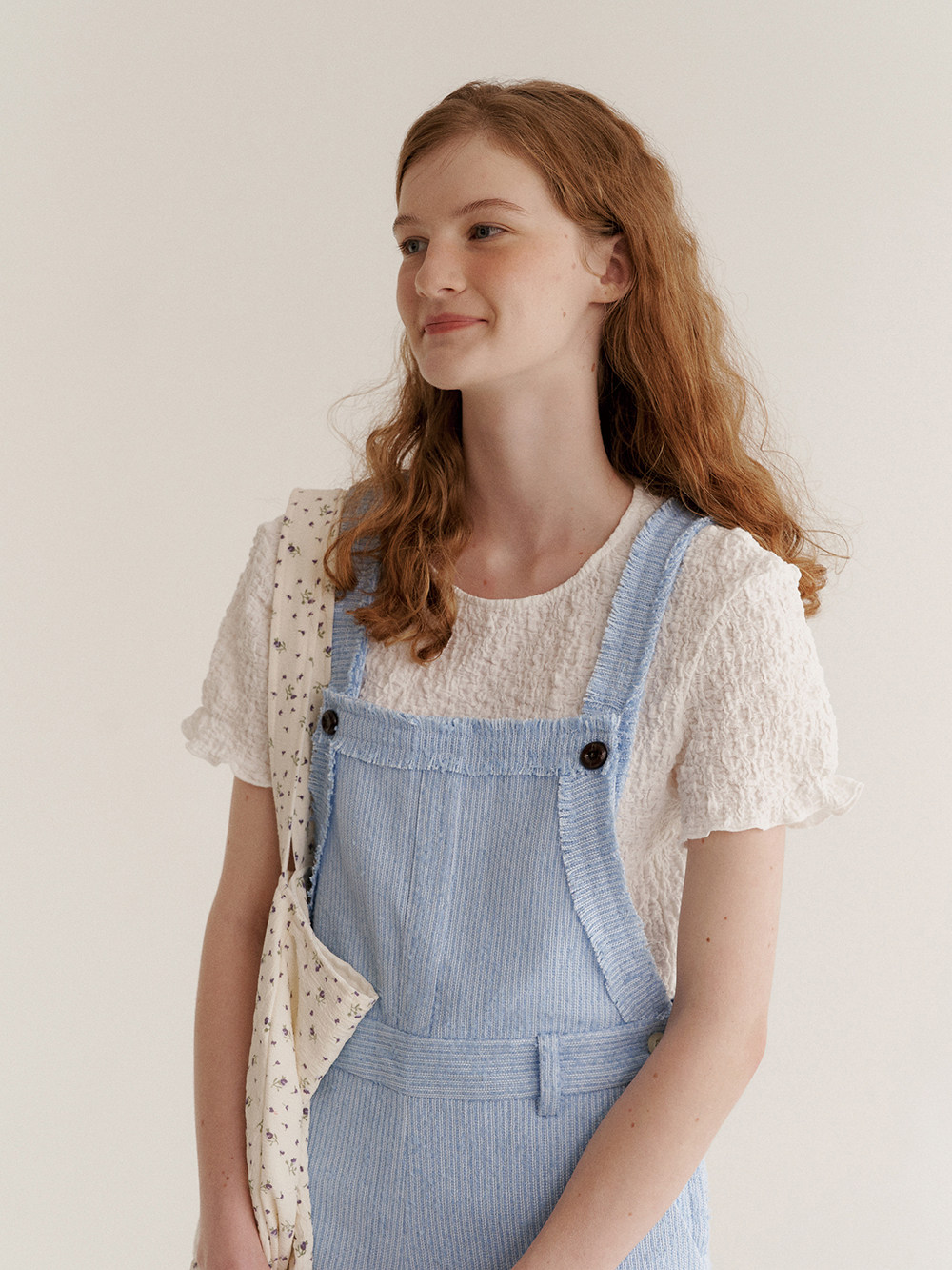 Dear wednesday.面料褶皱肌理感甜美波浪泡泡袖浪漫内搭短袖T恤_虎窝淘