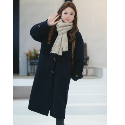 松茶可可/CO&SHENG重生小个子女秋冬双面大衣牛角扣设计风气质