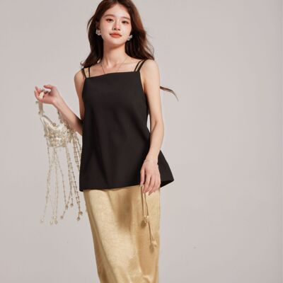 COSHENG150小个子定制夏季新品黑色小吊带上衣辣妹修身显瘦欧若拉