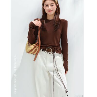 重生小个子三色金属扣圆领长袖