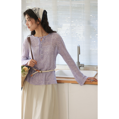 solighter 法式天丝羊毛针织衫女春季薄款针织上衣