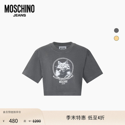 【季末特惠】Moschino Jeans 26早春 女士宽松短款印花T恤