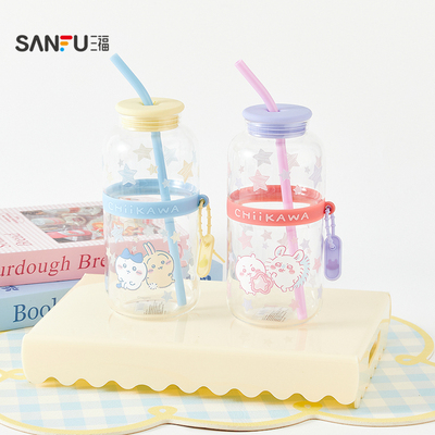 三福吉伊卡哇桌面玻璃杯730ML 创意杯子时尚饮水杯517935