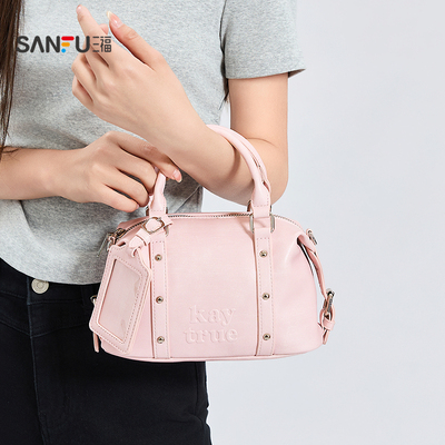 三福手提包夏季甜辣街头DIY吊牌挂饰斜挎波士顿女包500690