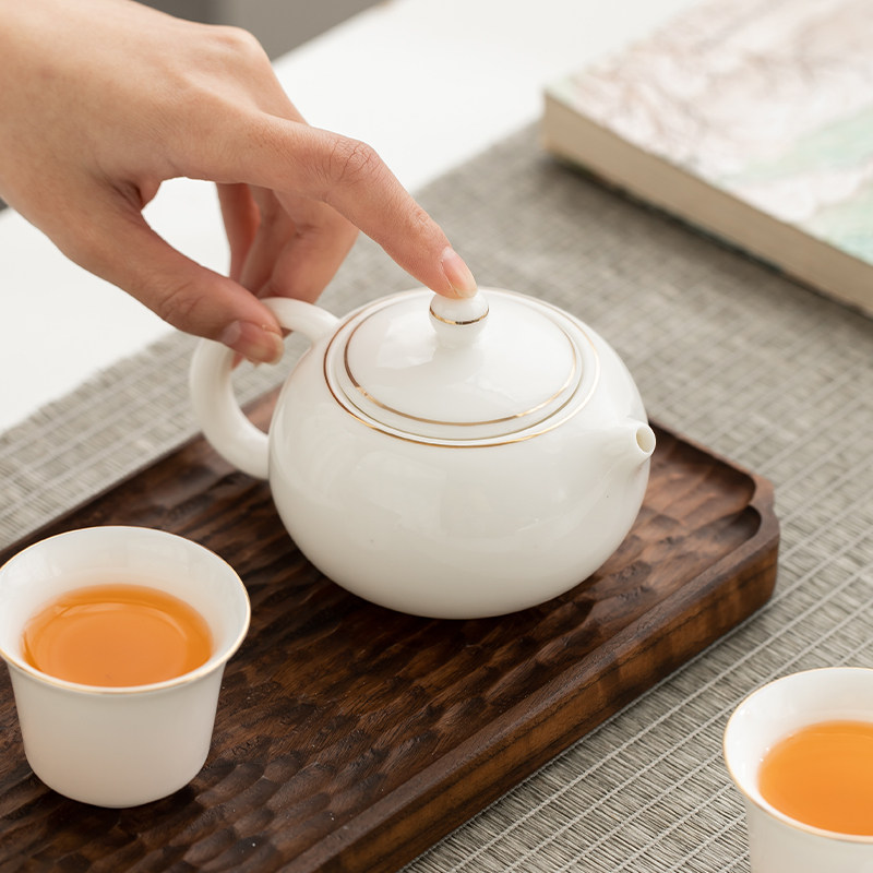 羊脂玉瓷中式商用陶瓷茶壶茶具泡茶壶白瓷西施壶家用大号单壶简约