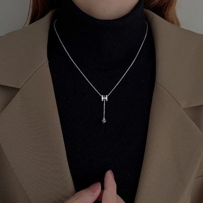 纯银字母流苏毛衣链女轻奢长款