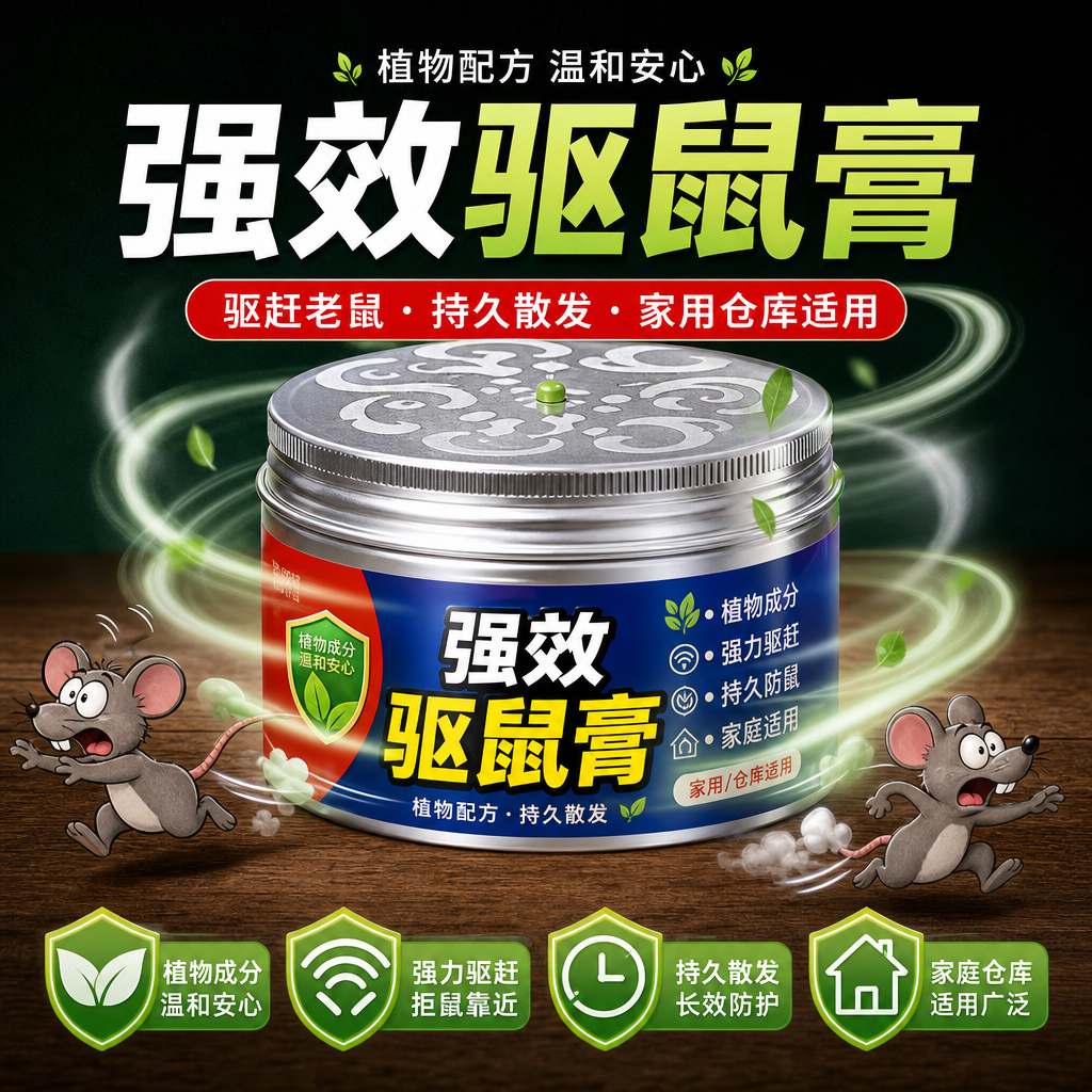 老鼠驱赶神器强效避鼠膏驱鼠器捕非鼠药家用室内防鼠臭丸凝胶特效