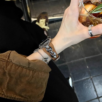 IAMYEE咖啡豆皮质表带适用applewatch345678S7S8seS9S10iwatchS11