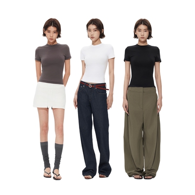 skims同款掐腰正肩短袖T恤女