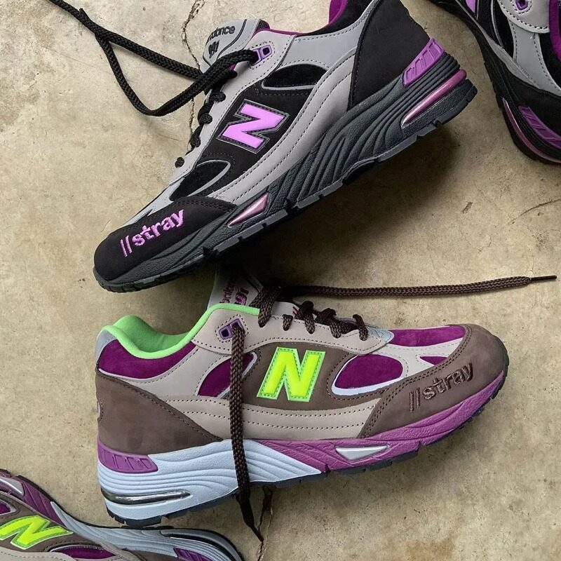 Stray Rats x New Balance 991 NB 黑紫英产复古休闲减震跑步鞋男