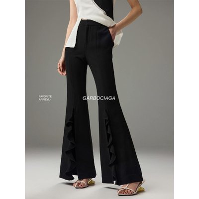 龍喜儿高腰开叉显瘦阔腿裤