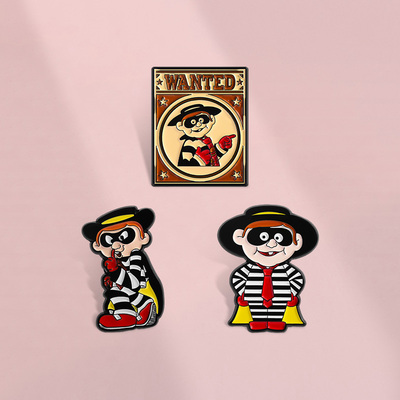 经典卡通角色人物戴面具的小偷胸针金属徽章学生衣服包包笔袋配饰