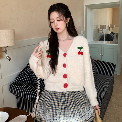 Ciobbur针织衫休闲百搭樱桃立体