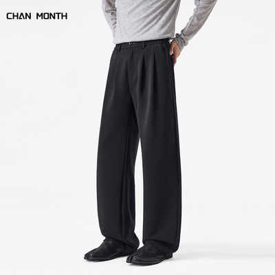 CHANMONTH春季黑色休闲西裤男