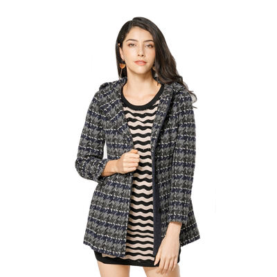 玫而美品牌专柜时尚黑白格粗纺