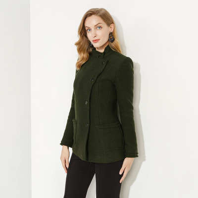 外套立领修身羊毛小香风职业斜襟