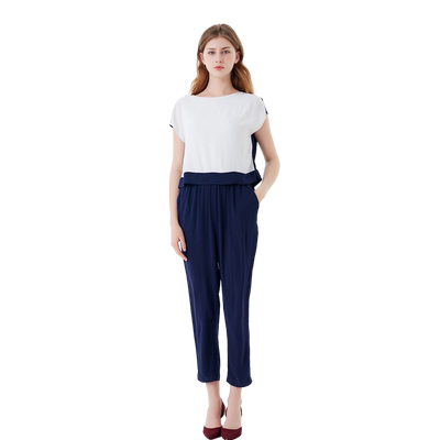 时尚休闲拼接假两件连体裤长裤