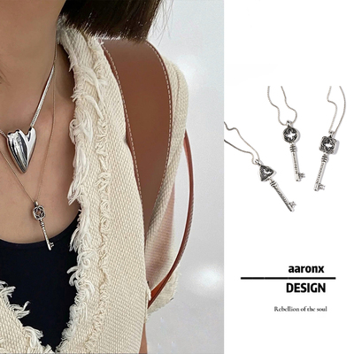 aaronx小众设计纯银钥匙配饰项链