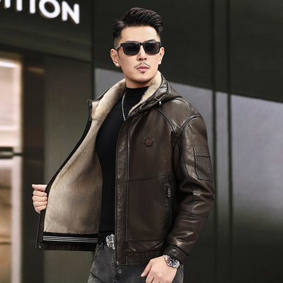 正宗银蓝整貂皮毛一体夹克獭兔袖