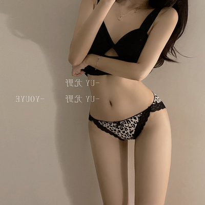 日系豹纹冰丝无痕内裤女蕾丝性感