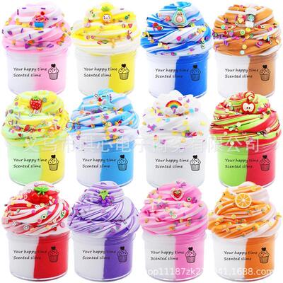 12pcs拼色棉花泥套装slime kit 50ml史莱姆彩泥黄油泥