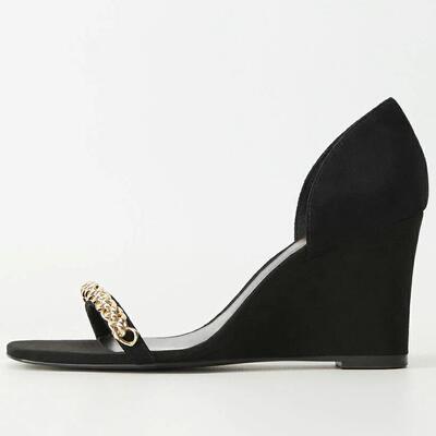 欧美时装凉鞋跨境外贸速卖通货源链条坡跟高跟女鞋wedge shoe纯色