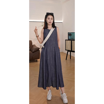 【潇潇&预缩水不易皱&可轻柔机洗】长116 夏牛仔裙Q250921