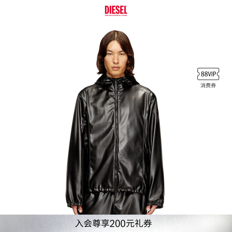[明星同款]DIESEL男士黑色连帽夹克外套A200230PGBX