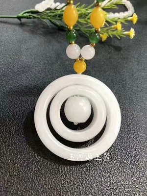 天然新疆玉石金丝玉平安扣女