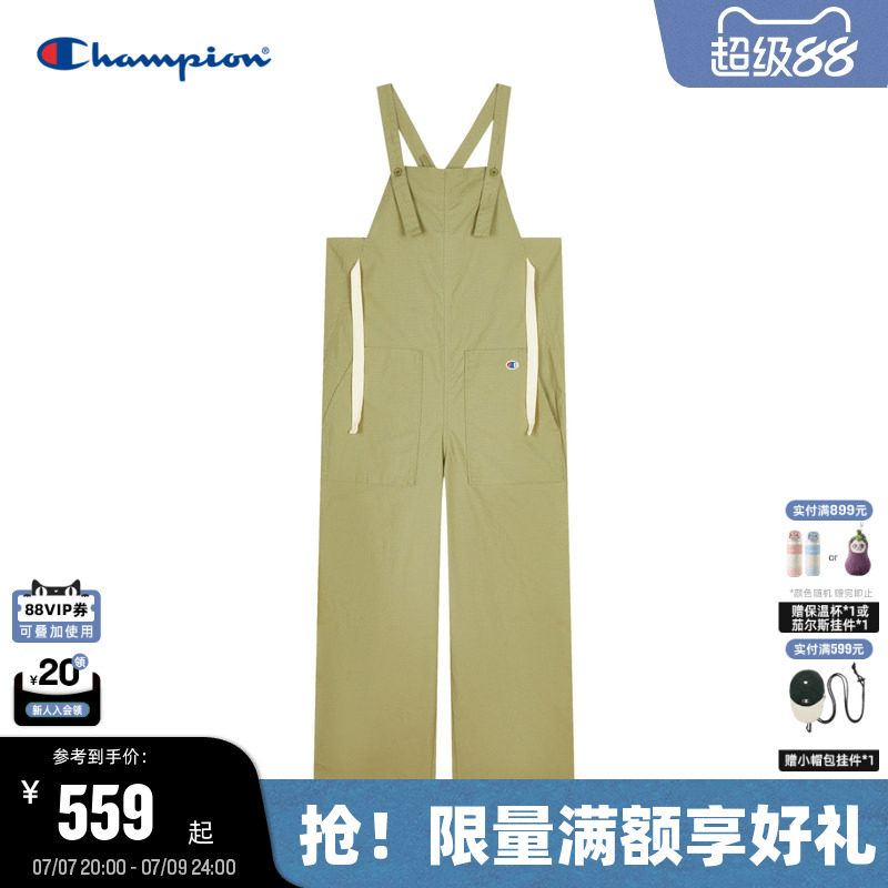 Champion冠军背带裤女秋季新款休闲刺绣连体裤简约长裤复古潮