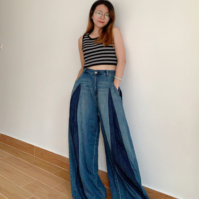 脖子以下都是腿   某赛 女装阔腿牛仔裤  F42 we shi today