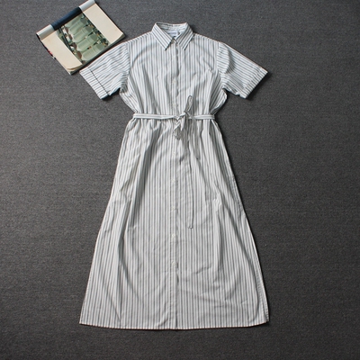 女装 条纹 中长款 衬衫连衣裙 we shi today
