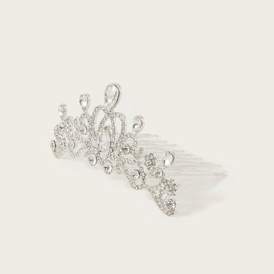 出口英国儿童发钗Monsoon Children满钻立体皇冠宴会表演迷你发梳