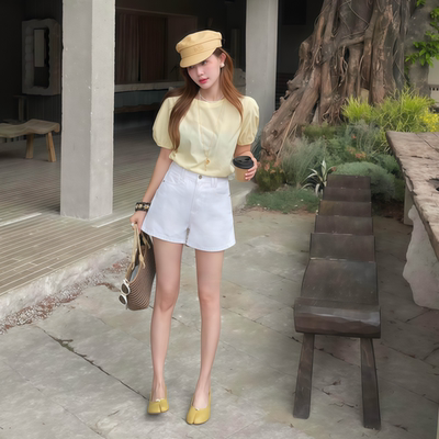 高腰显瘦白色牛仔裤A字裤女