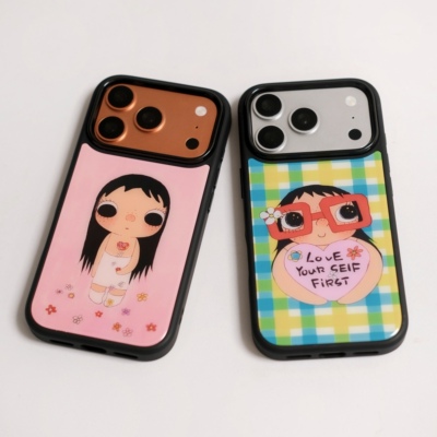 可爱卡通yuy小玉磨砂亚克力磁吸手机壳苹果iPhone17promax手机壳16pro黑框软边15手机壳14pro全包16神甲壳