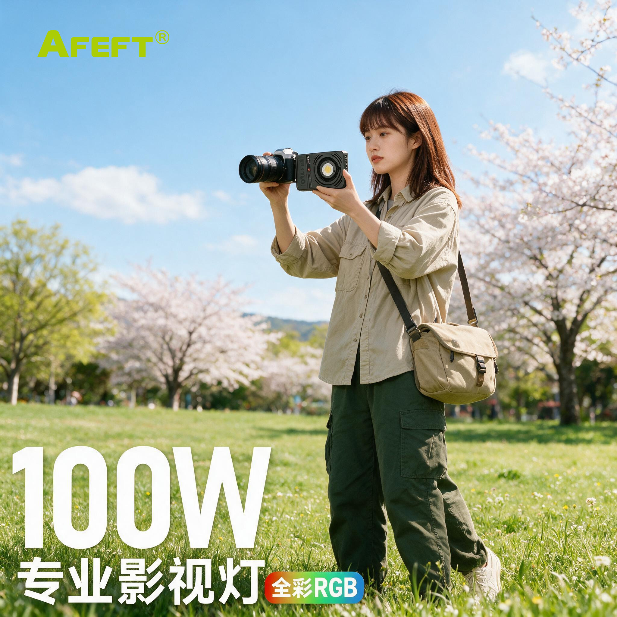 AFEFT全彩100W功率外拍灯补光灯旅拍夜景人像漫展摄影补光灯COB