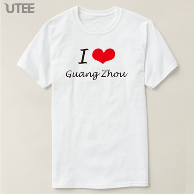 广州旅游T恤 我爱广州I LOVE GuangZhou纯棉清新情侣蜜月半袖男女